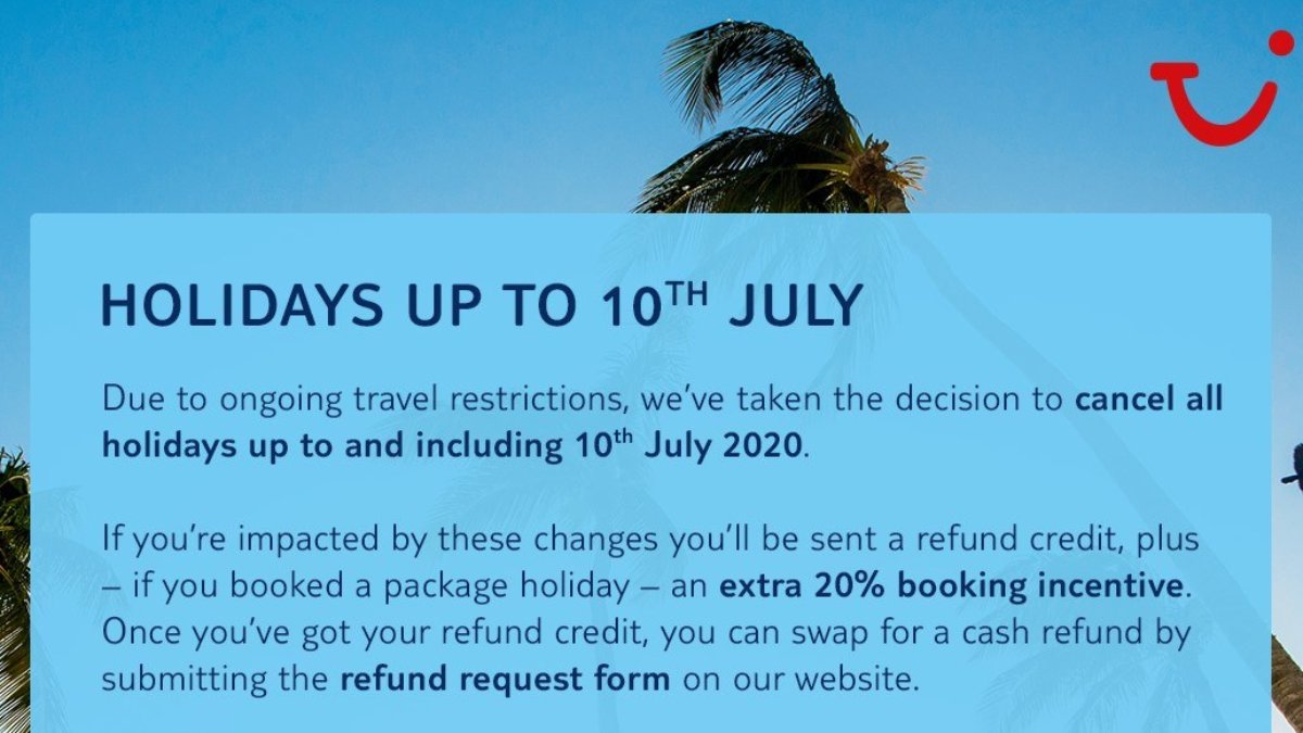 TUI UK Cancels ALL Holidays before July 11